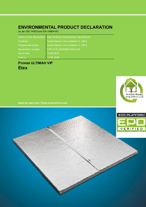 Environmental Product Declarations (EPDs) for Promat products - Promat