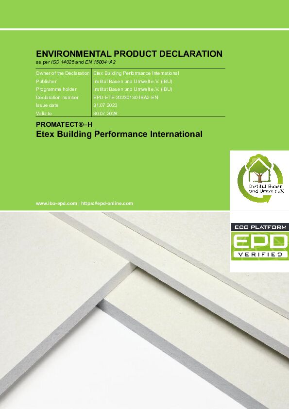 Environmental Product Declarations (EPDs) for Promat products - Promat