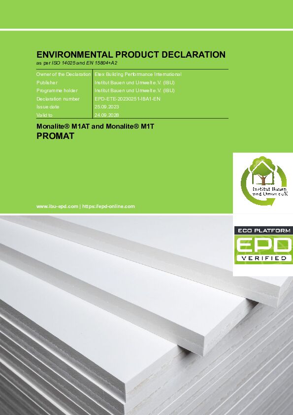 Environmental Product Declarations (EPDs) for Promat products - Promat