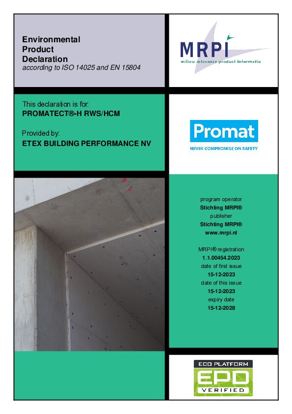 Environmental Product Declarations (EPDs) for Promat products - Promat
