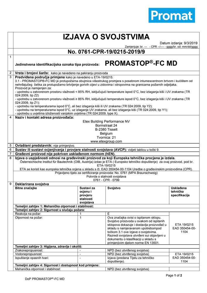 Tehnička dokumentacija za protupožarne proizvode i sustave - Promat