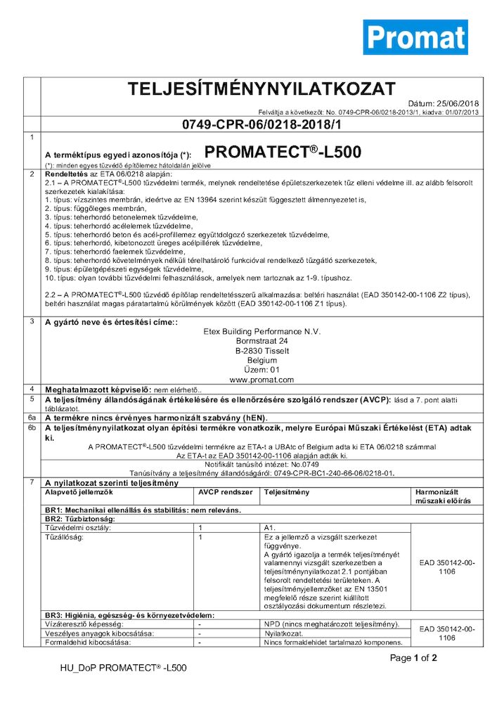 Declaration of Performance - Promat