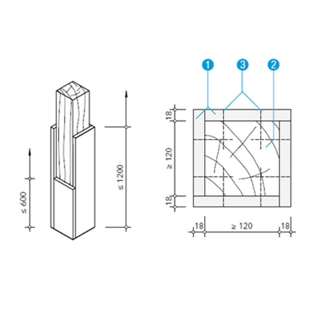 Colonne en bois au moyen de PROMATECT®-100 - R 60 - Promat