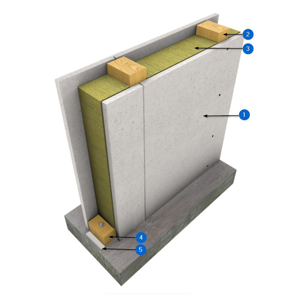 Niet-dragende wand op houten stijlen met steenwolisolatie - stijlen 38 ...